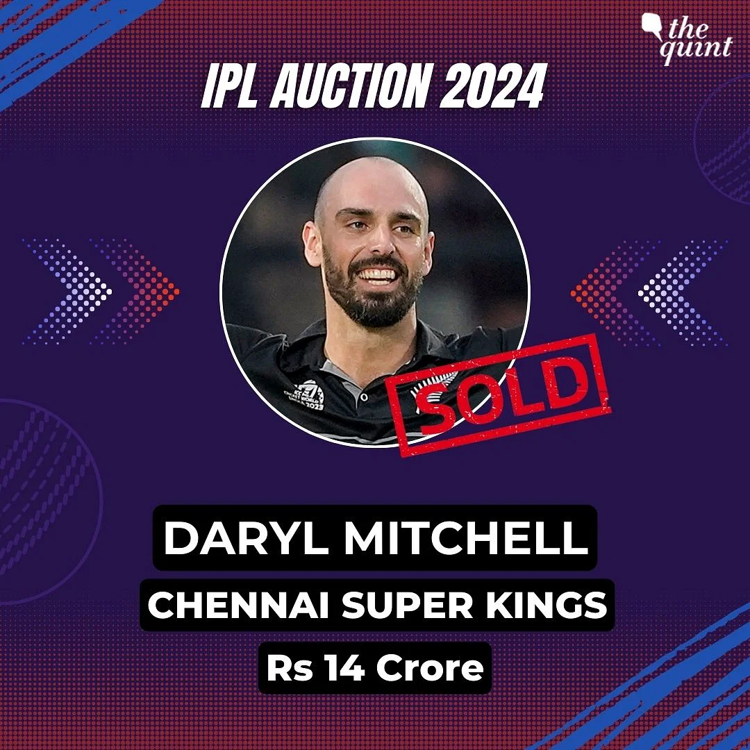 Daryl Mitchell goes to Chennai Super Kings: IPL 2024.